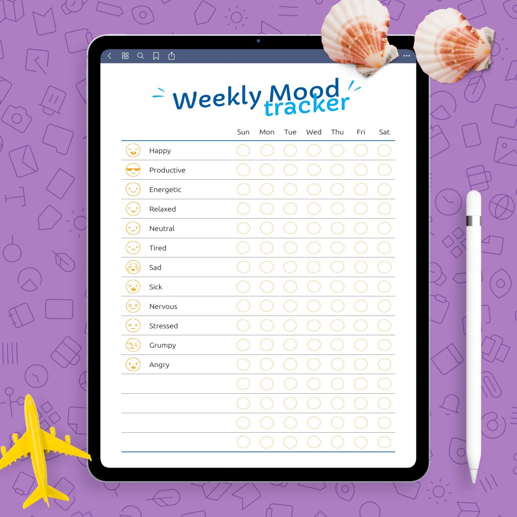 Cool Weekly Mood Tracker Template - Printable PDF