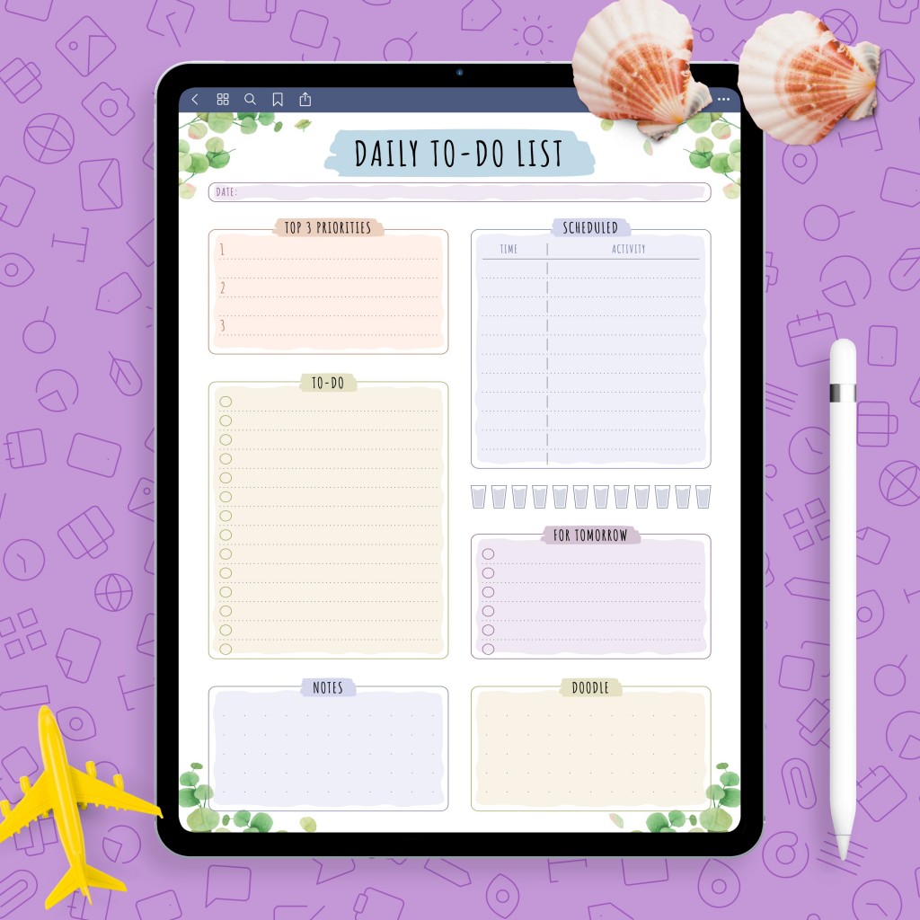 Daily To Do List - Botanical with Top Priorities Template - Download ...