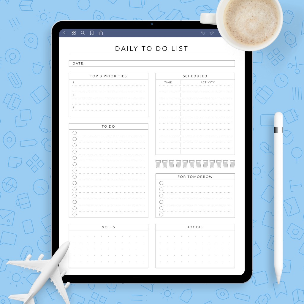 Daily To Do List - Formal with Notes Template - Printable PDF