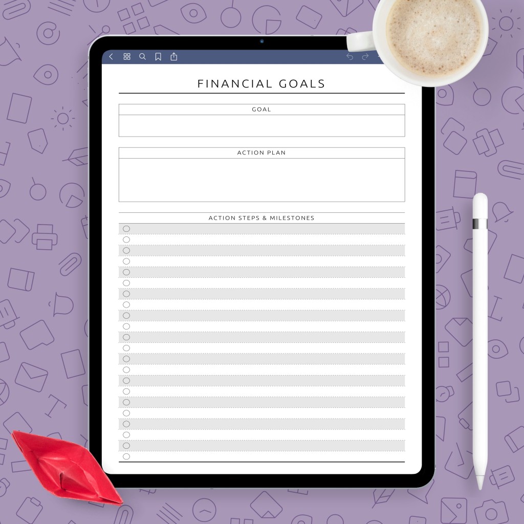 Financial Goals Template - Download Printable PDF