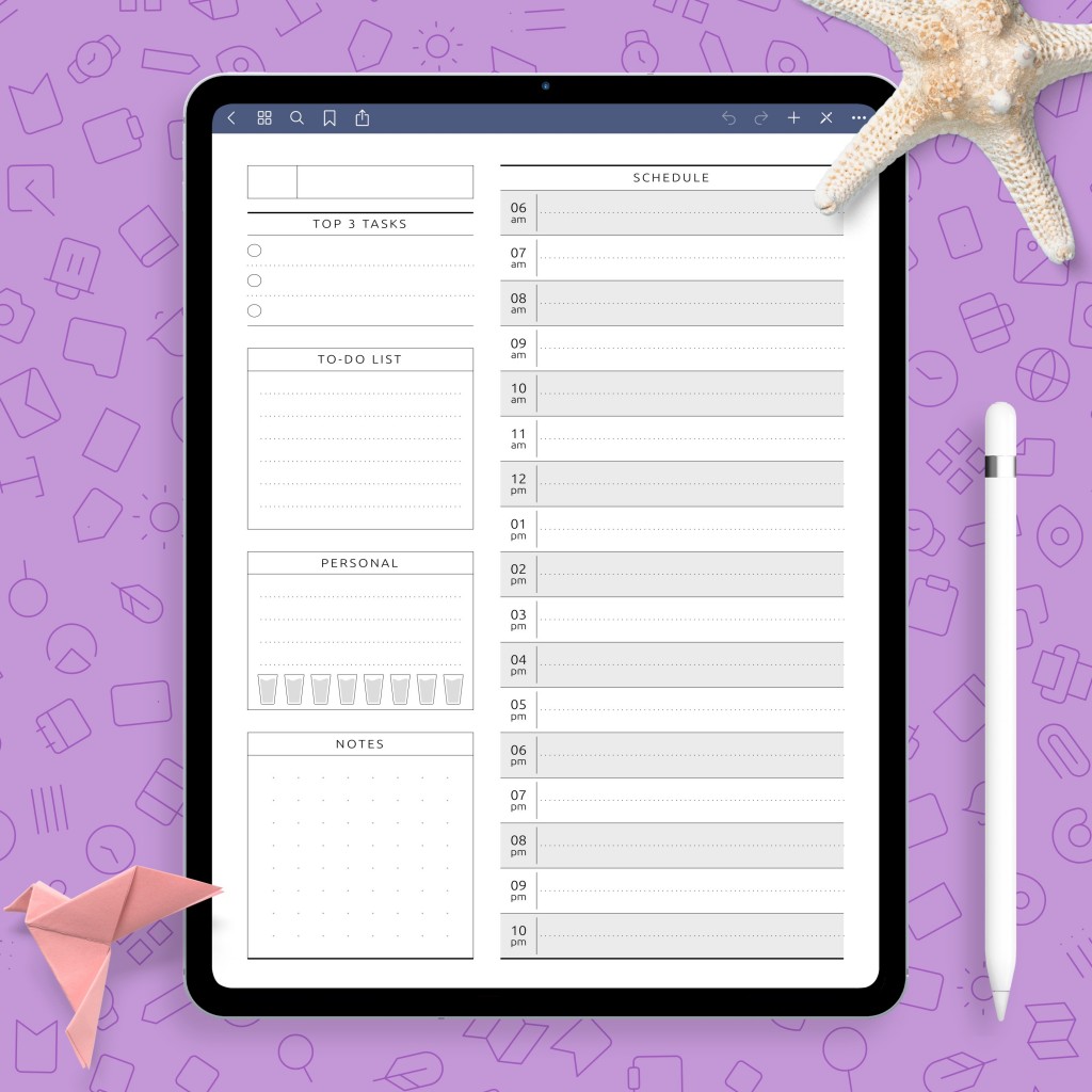 Formal Daily Planner Undated Template - Printable PDF