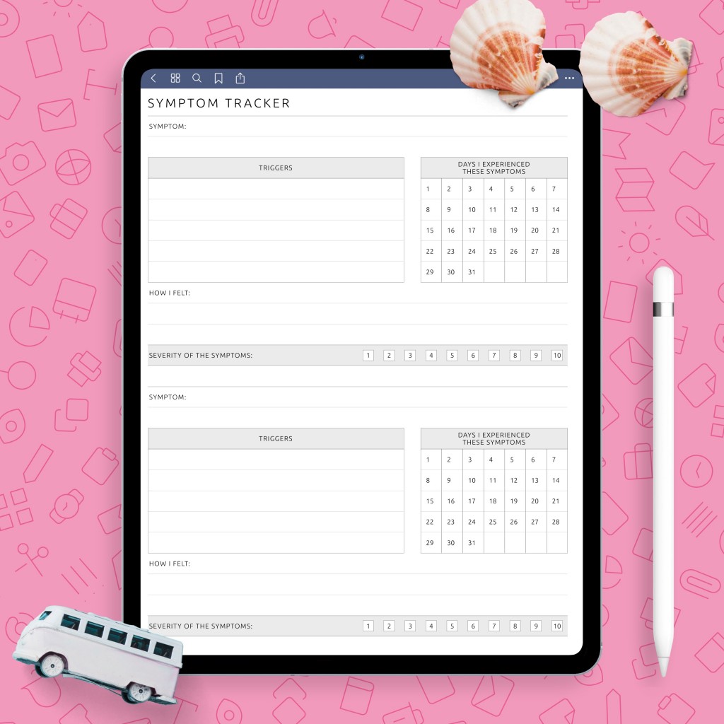 Formal Symptom Tracker Template Template - Printable PDF