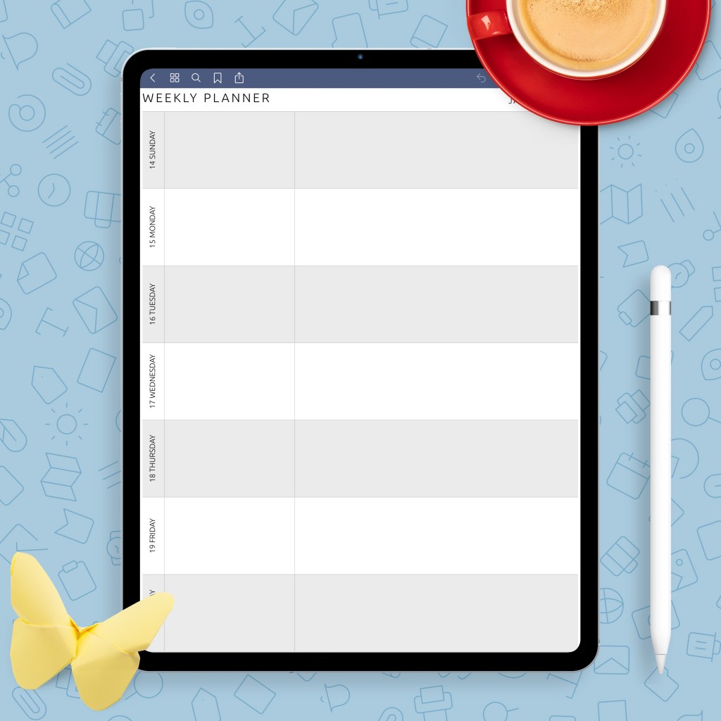 Formal Weekly Planner Template One-page Format Template - Printable PDF