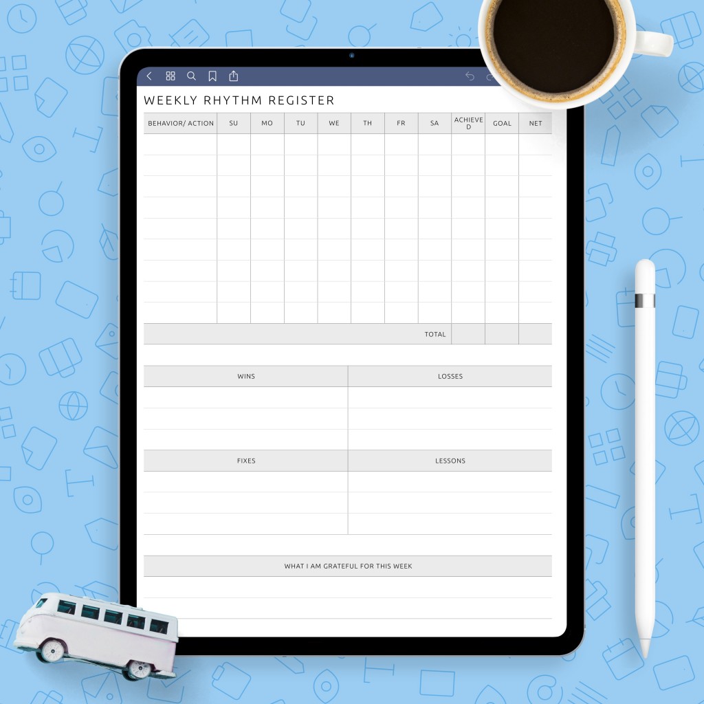 Formal Weekly Rhythm Registration Template Template - Printable PDF