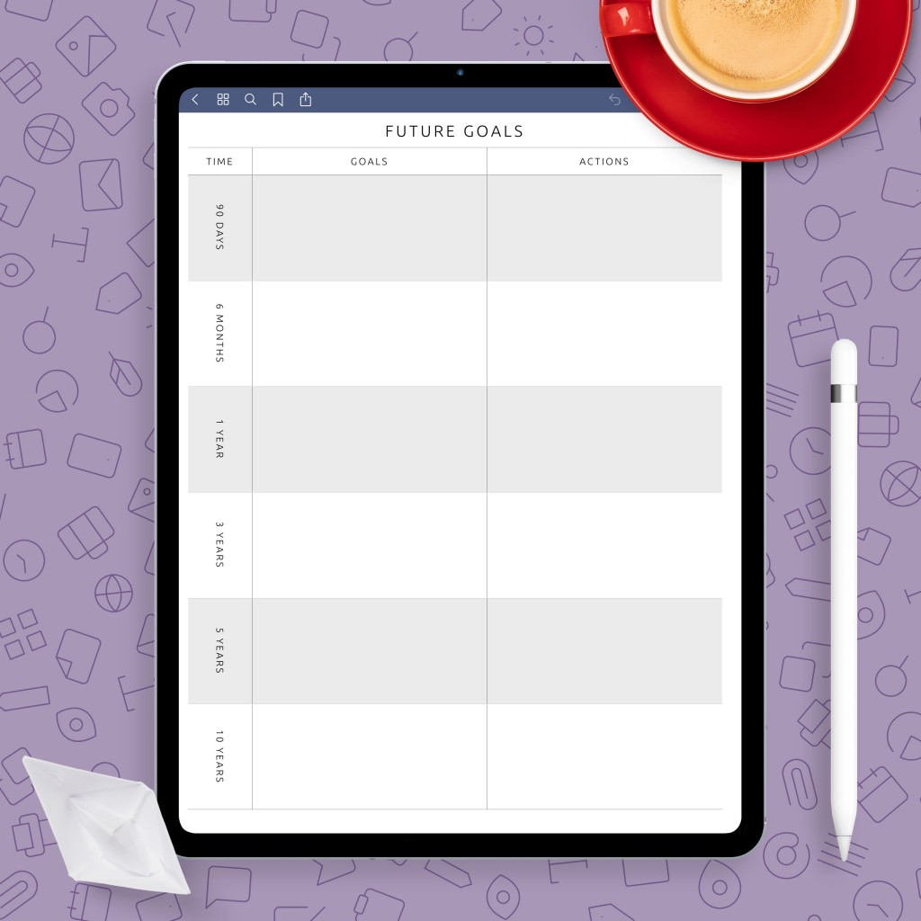 Future Goals Template Template - Printable PDF