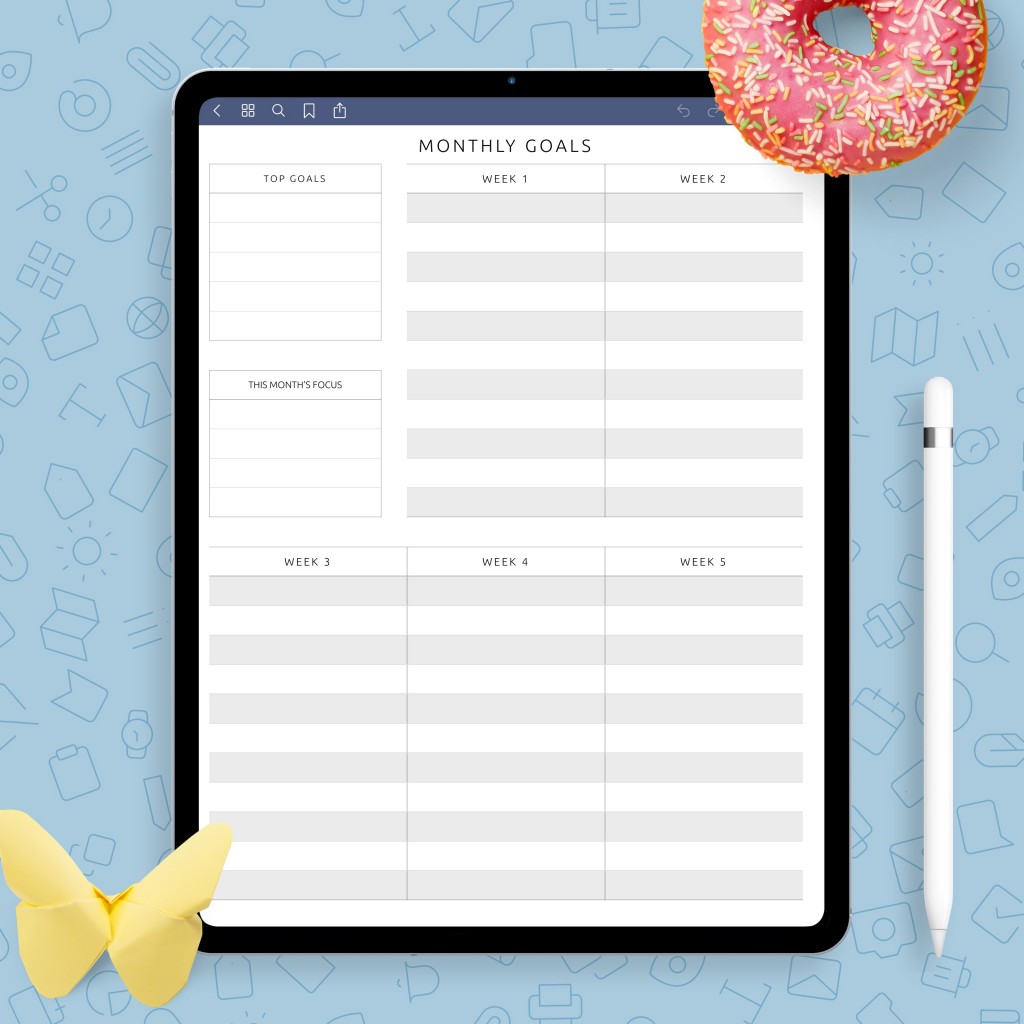 Goal Setting for Month Template - Download Printable PDF