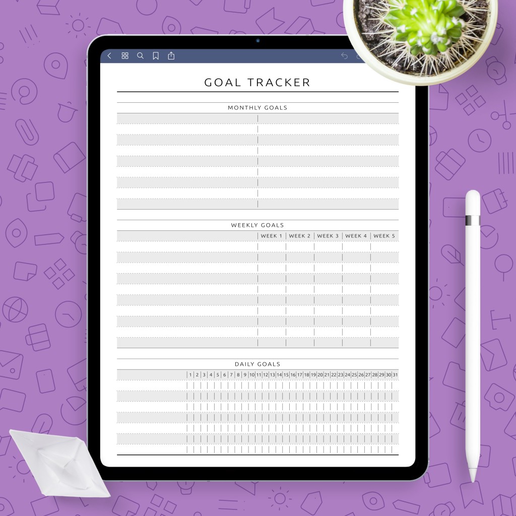 Goal Tracking Worksheet - Formal Design Template - Printable PDF Goal Tracking Worksheet - Formal Design Template - Printable PDF