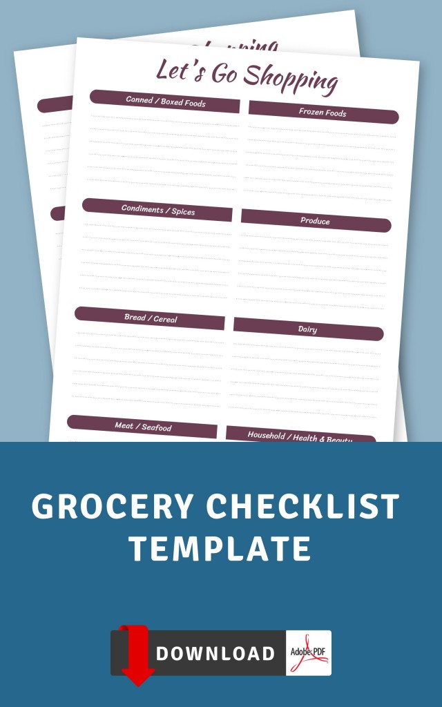 Grocery Checklist Template - Download Printable PDF