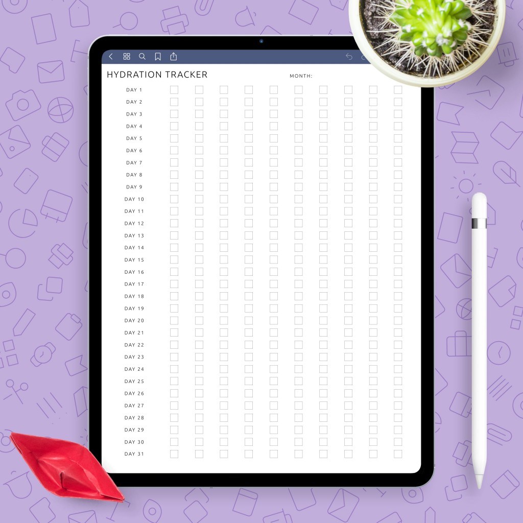Hydration Tracker Template Template - Printable PDF