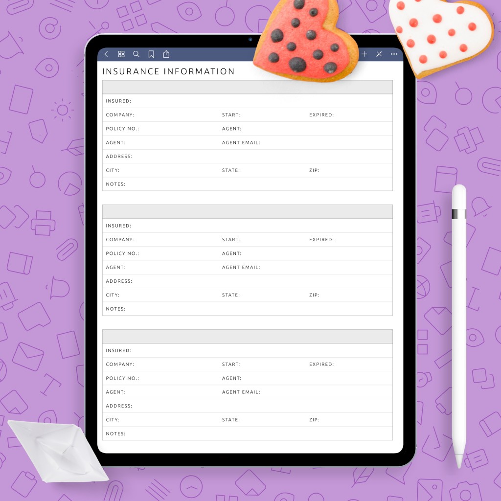 Insurance Information Template Template - Printable PDF