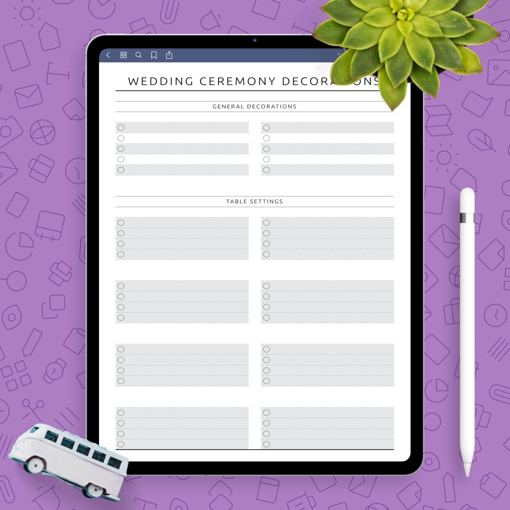 Minimalist Wedding Ceremony Decor Checklist Template - Printable PDF