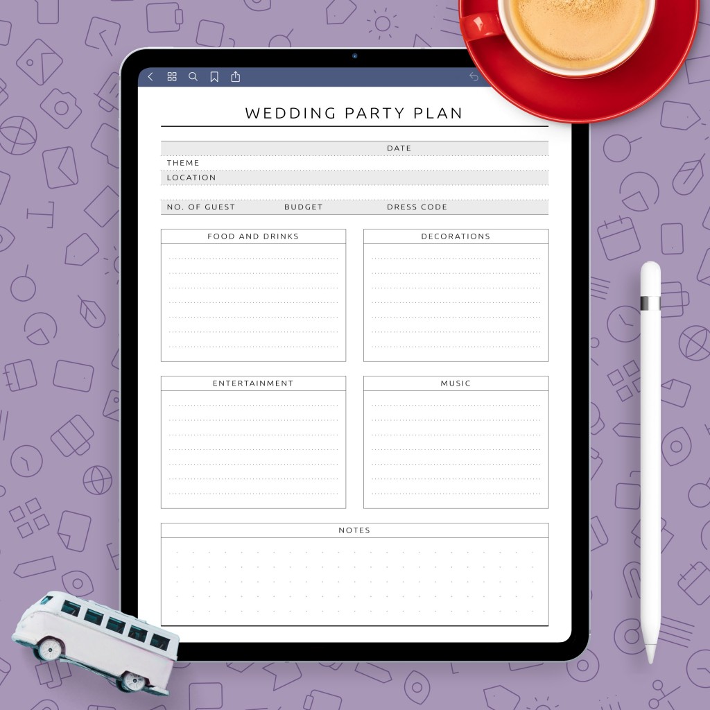 Minimalist Wedding Party Plan Template Template - Printable PDF