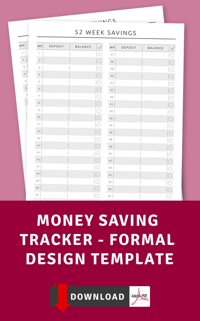 Money Saving Tracker - Formal Design Template - Printable PDF
