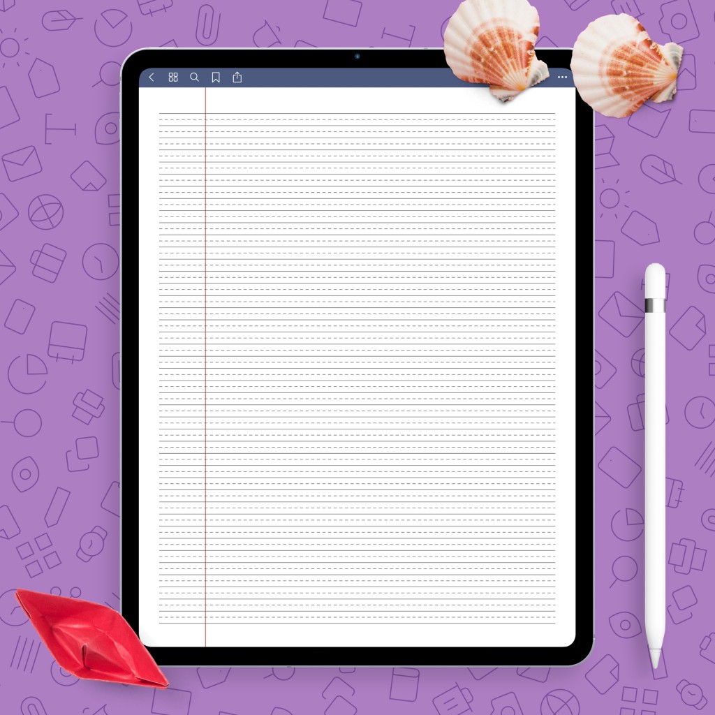 Narrow Ruled With Dashed Center Guide Line - Gray Lines Template ...