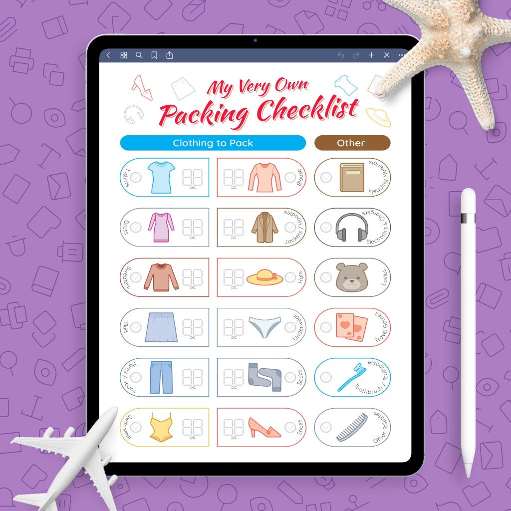 Packing Checklist for Girl Template - Printable PDF