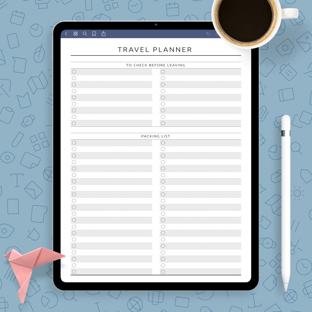 Packing List - Original Style Template - Printable PDF