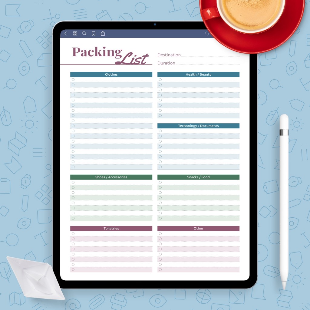 Packing List Template - Printable PDF