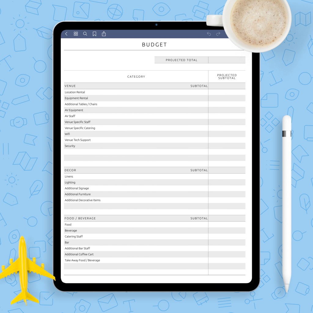 Party Budget Template - Original Style Template - Printable PDF