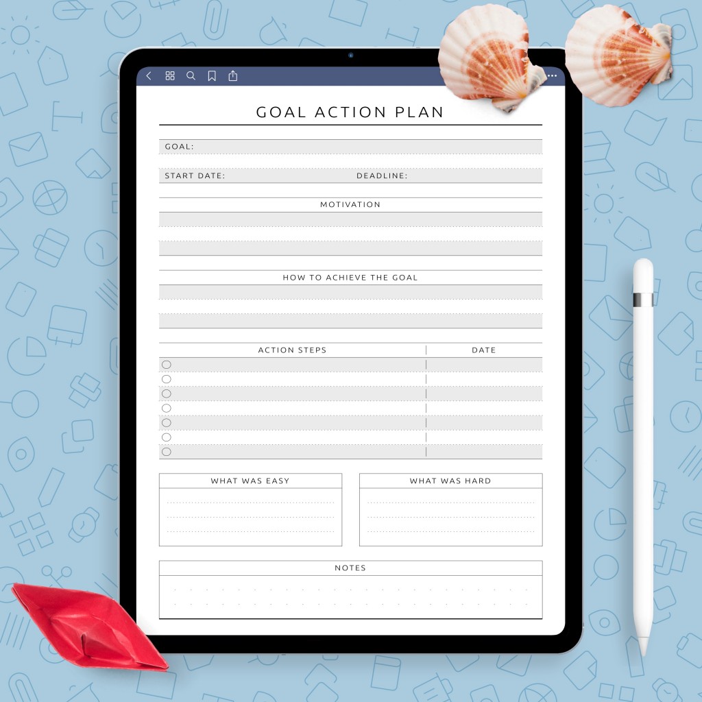 Reaching Goal Planner - Formal Design Template - Printable PDF
