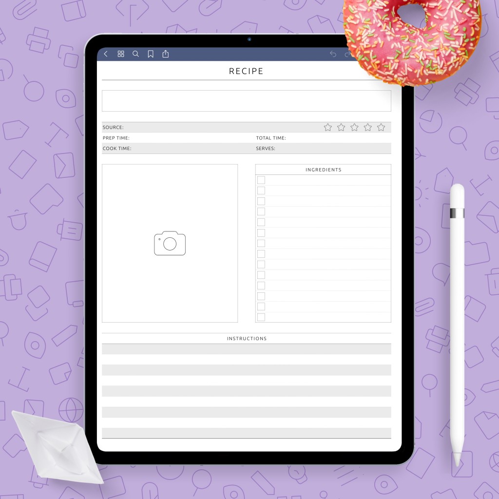 Recipe Page Template - Download Printable PDF