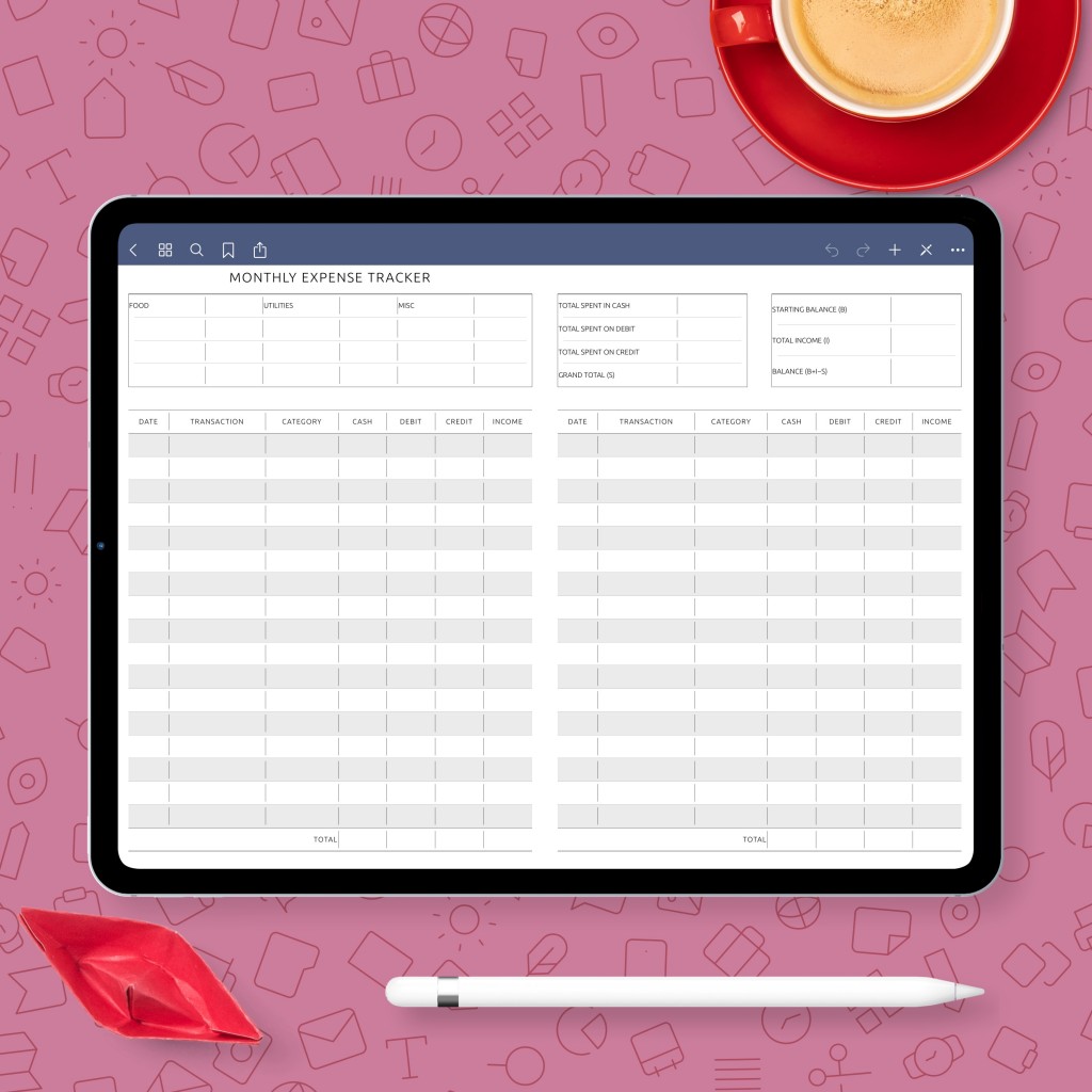 Simple Monthly Expense Tracker Template Template - Printable PDF