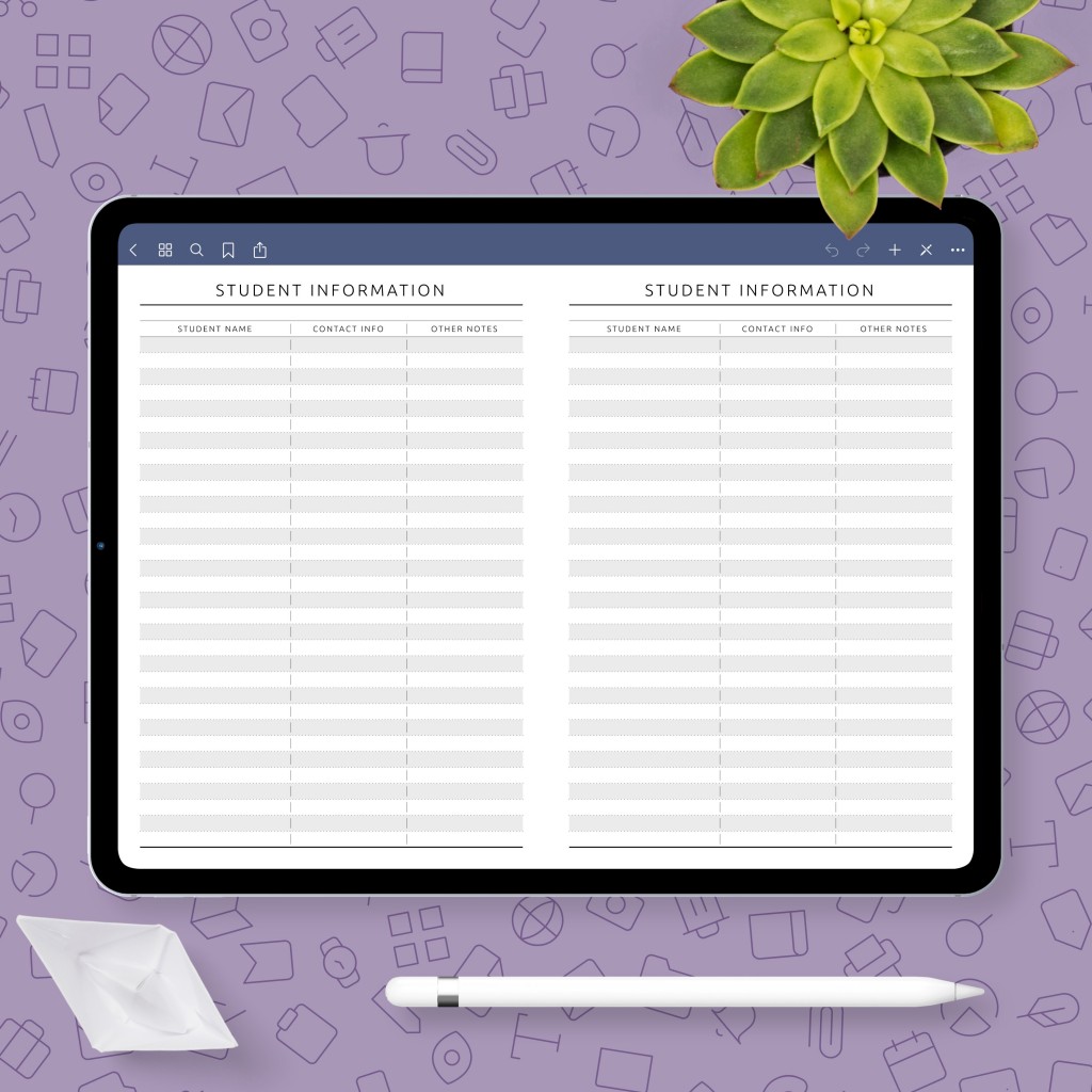 Student Information Template (Original) Template - Printable PDF