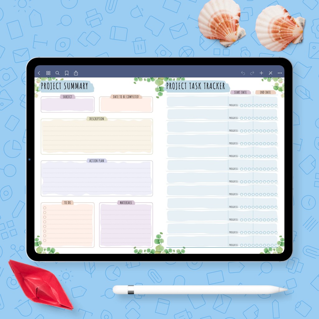 Student Project Planner Template (Floral) - Download Printable PDF