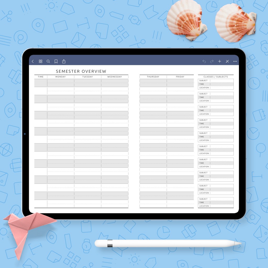 Student Semester Overview Template - Download Printable PDF