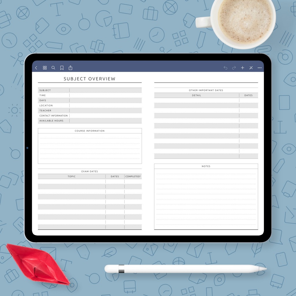 Student Subject Overview Template - Download Printable PDF