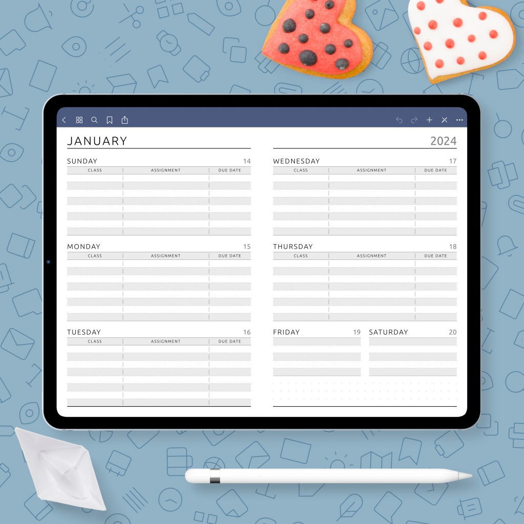 Student Weekly Schedule Template (Original) - Download Printable PDF
