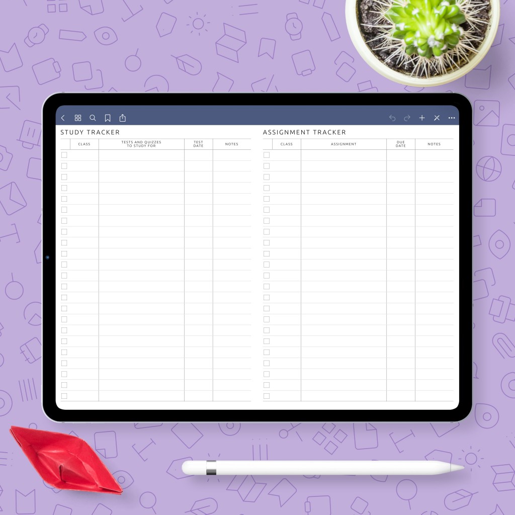 Study and Homework Tracker Template - Download Printable PDF