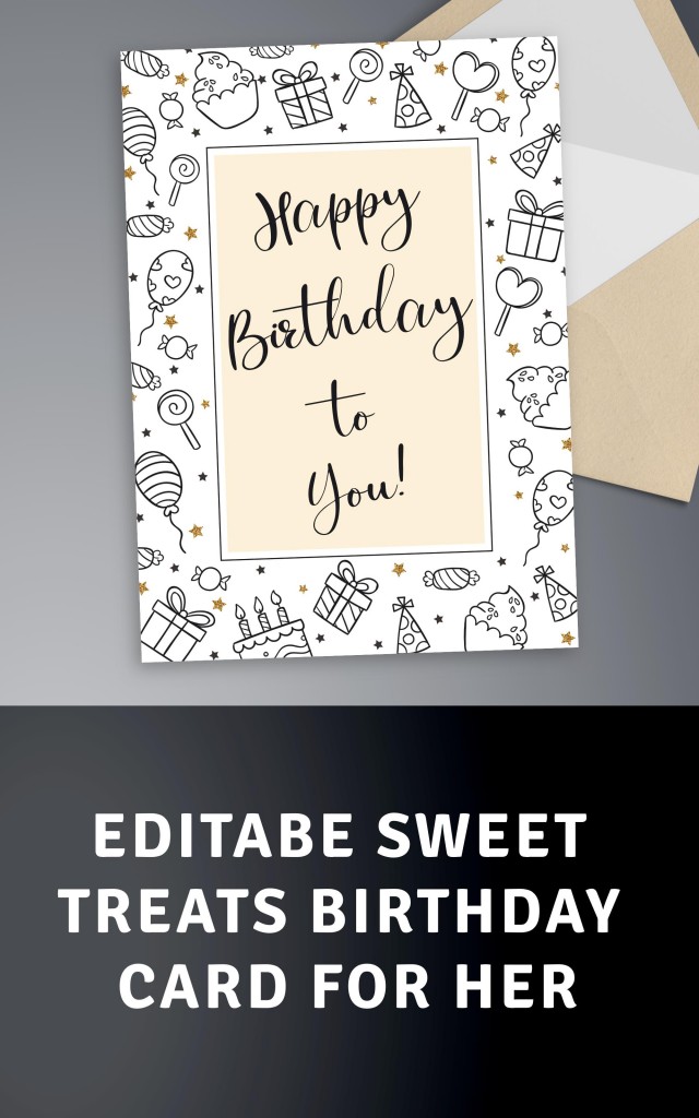Sweet Treats Birthday Card For Her Template Editable Online