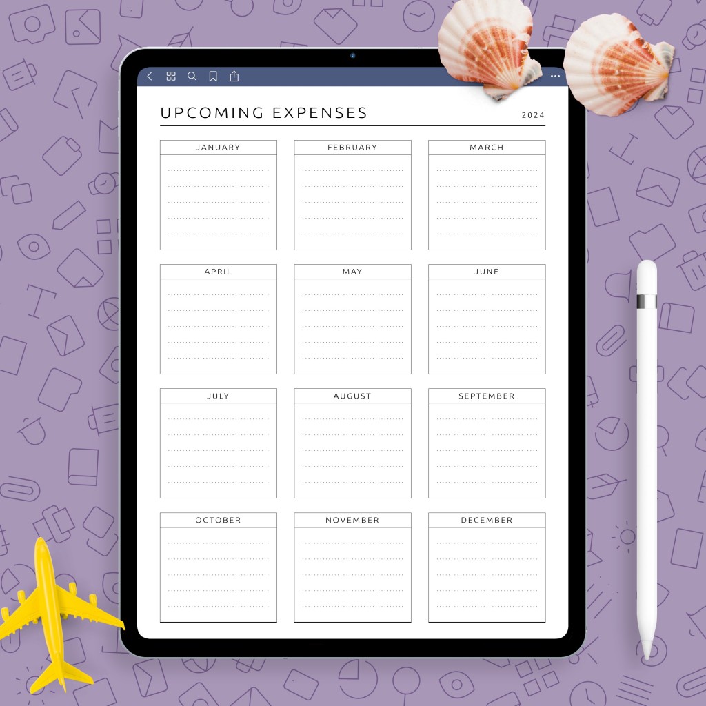 Upcoming Expenses Template Template - Printable PDF
