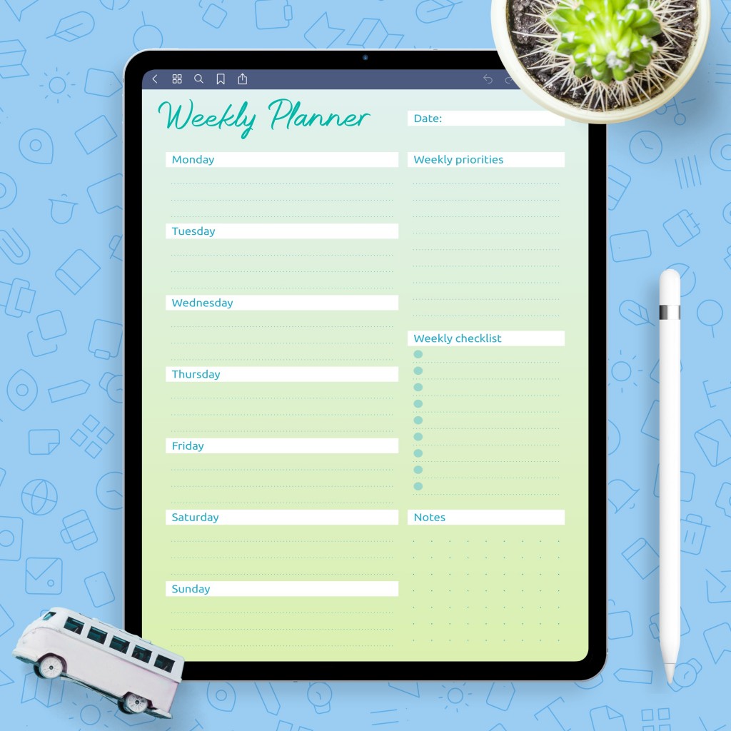 Weekly Checklist Template Template - Printable PDF