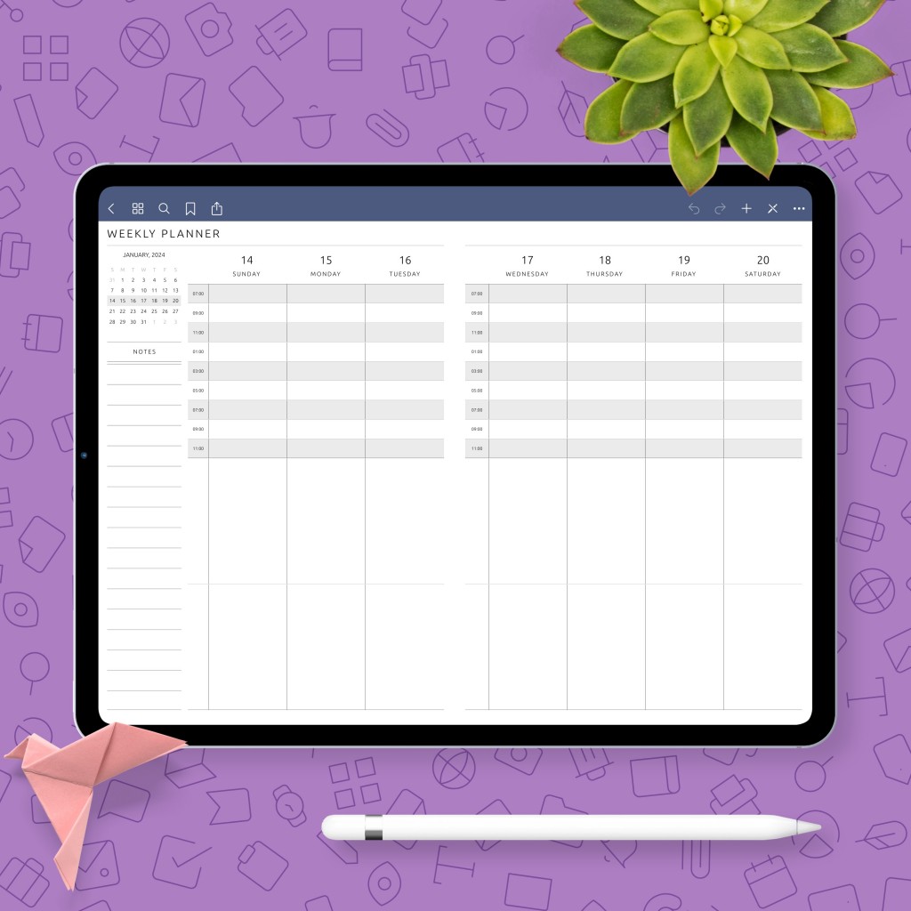 Weekly Planner Template with Notes Template - Printable PDF