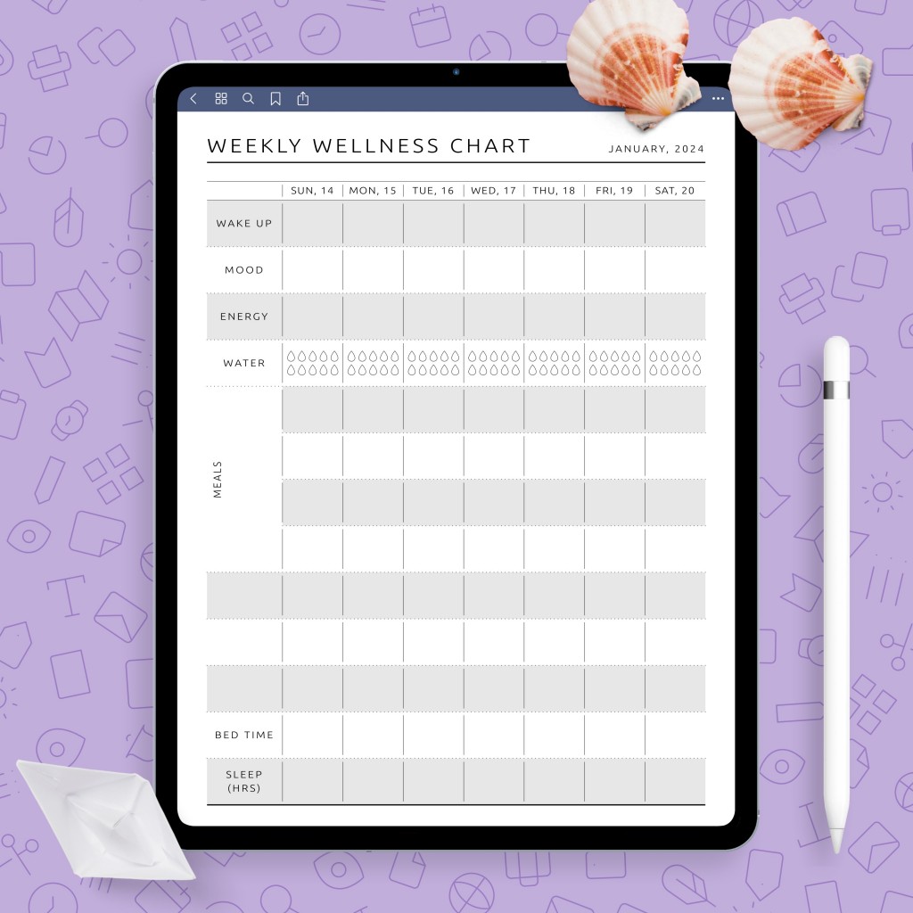 Weekly Wellness Chart Template - Download Printable PDF