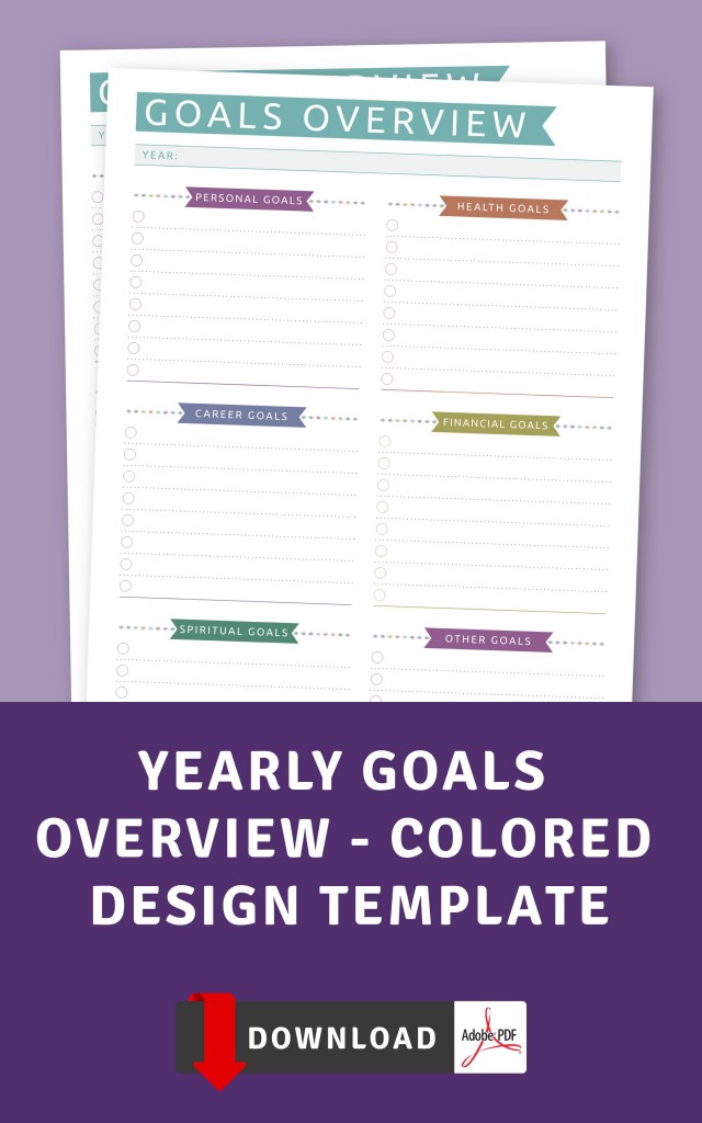 Yearly Goals Overview - Colored Design Template - Printable PDF Yearly Goals Overview - Colored Design Template - Printable PDF